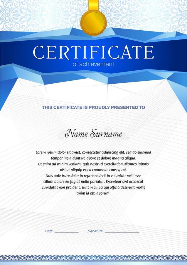 Certificate Design Template Stock Vector - Illustration of area, empty ...