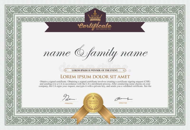 Certificate Design Template. Stock Vector - Illustration of design ...
