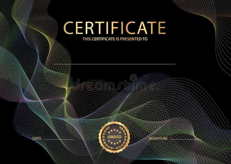 Certificate, Diploma of Completion Black Design Template, Background ...