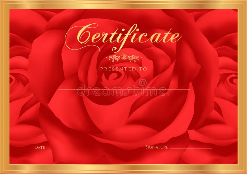 Certificate, Diploma of Completion (Rose Design Template, Flower ...