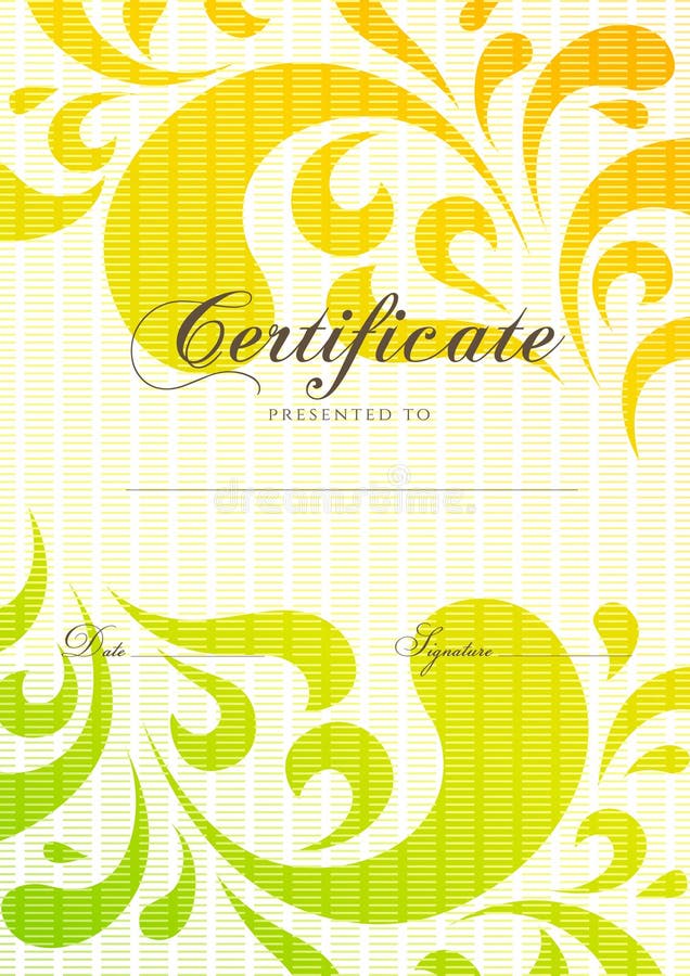 Certificate, Diploma Of Completion With Scroll Floral, Pattern, Frame ...