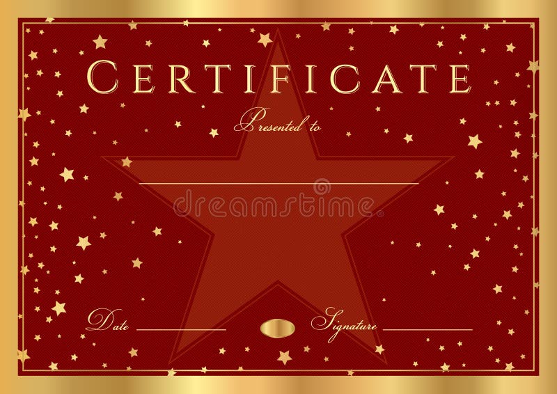 Certificate, Diploma of Completion Stars Design Template, Red ...