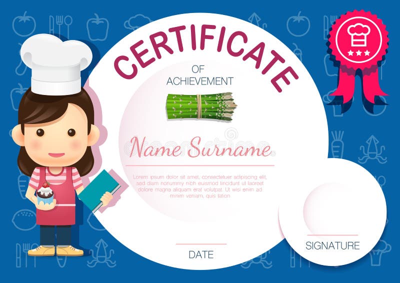 Certificate or Diploma Cooking Chef and Restaurant Template Vector ...