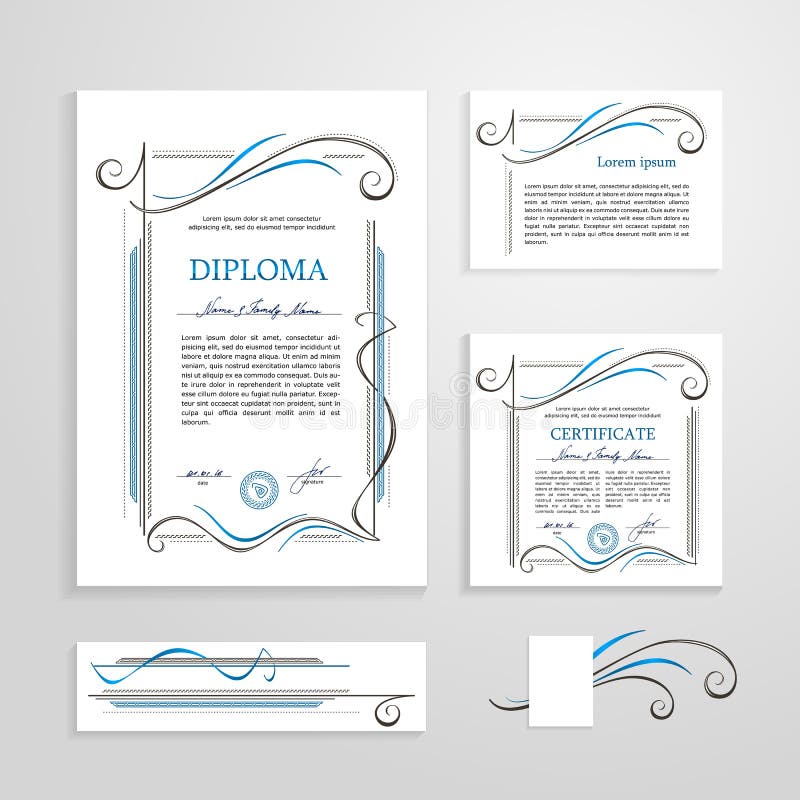 Certificate, Diploma, Design Template Stock Vector - Illustration of ...