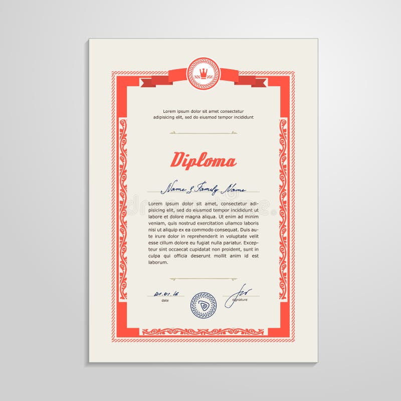 Certificate, Diploma - Design Template Stock Vector - Illustration of ...