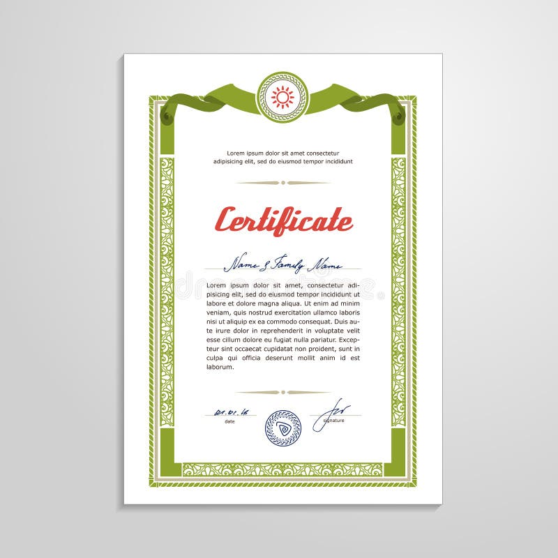 Certificate, Diploma, Design Template Stock Vector - Illustration of ...