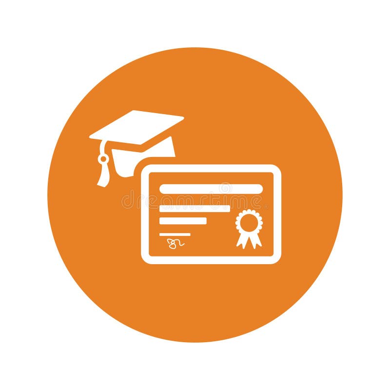 Certificate, Diploma, Education Icon. Orange Color Vector EPS Stock ...