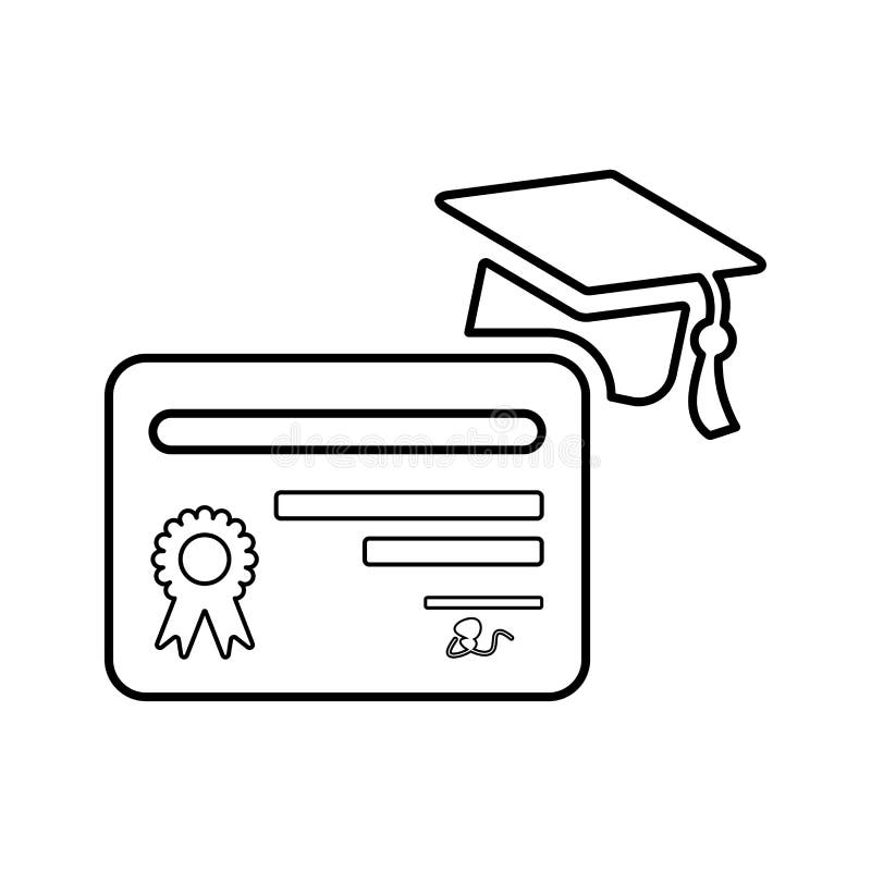Certificate, Diploma, Education Outline Icon. Line Art Vector Stock ...