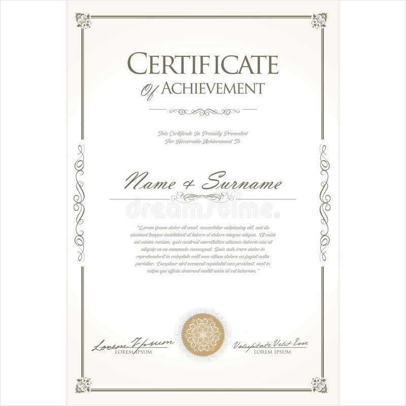 Certificate or Diploma Retro Vintage Design Stock Illustration ...