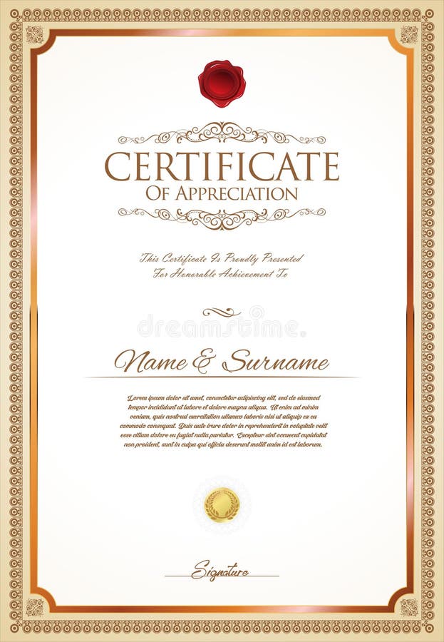 Certificate or Diploma Template with Decorative Design Calligraphy ...