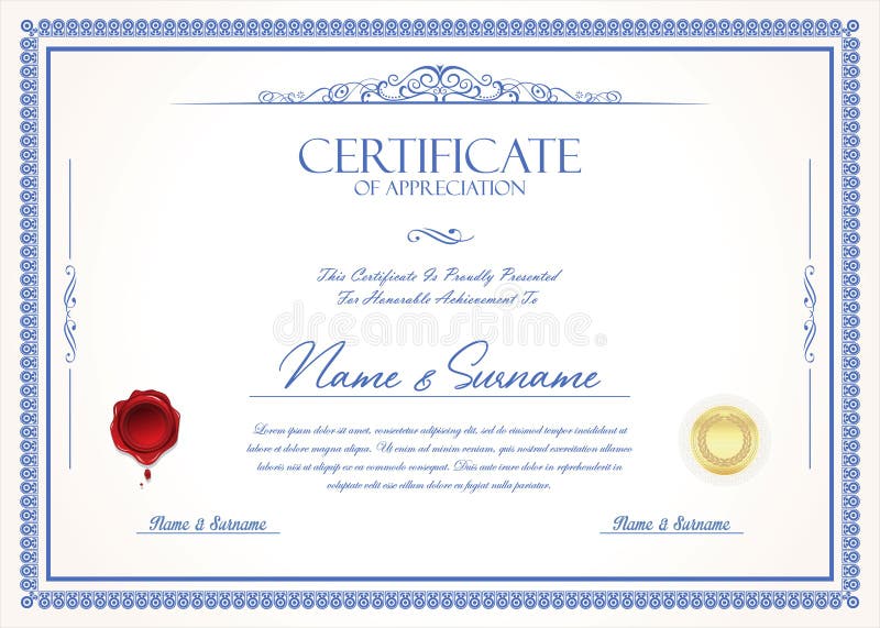 Certificate or Diploma Template with Decorative Design Calligraphy ...