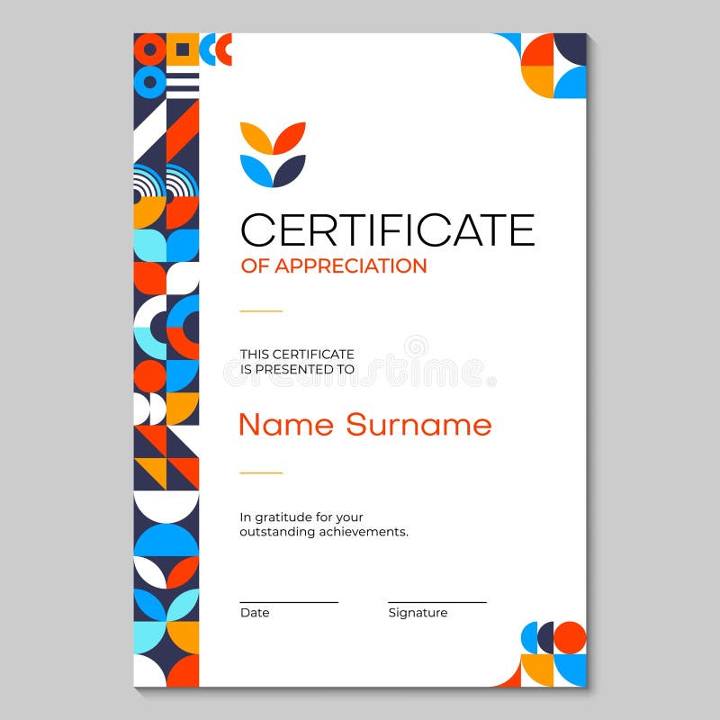 Certificate Diploma Template Geometric Pattern Stock Vector ...