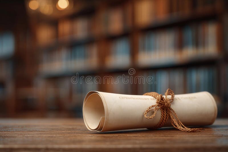 Certificate Displayed Elegantly on a Rustic Library Table Surrounded by ...
