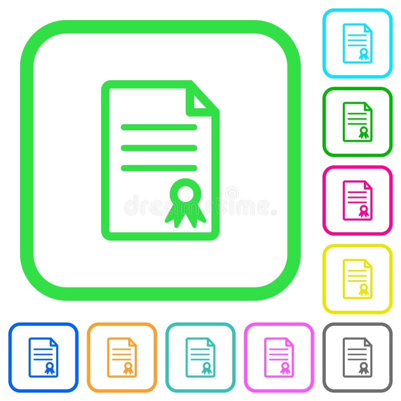 Certificate Document Vivid Colored Flat Icons Icons Stock Vector ...