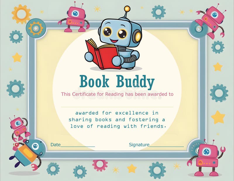 Certificate for Excellence in Reading, Robot Stock Illustration ...