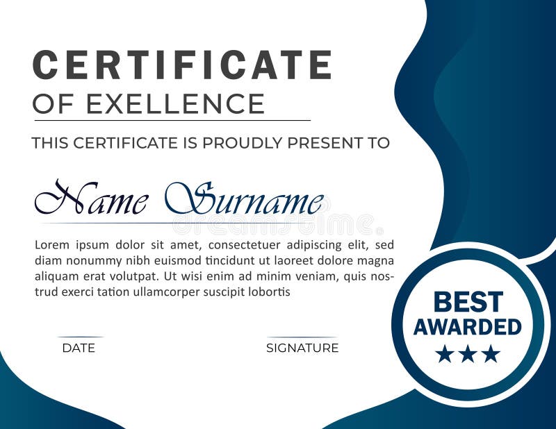 Certificate of Excellence Award for Best Achiever Stock Illustration ...