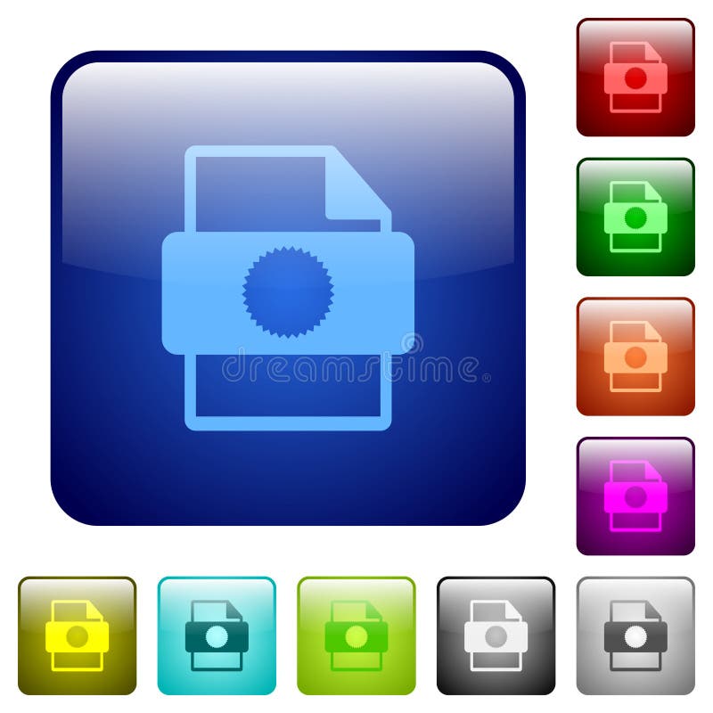 Certificate File Color Square Buttons Stock Vector - Illustration of ...