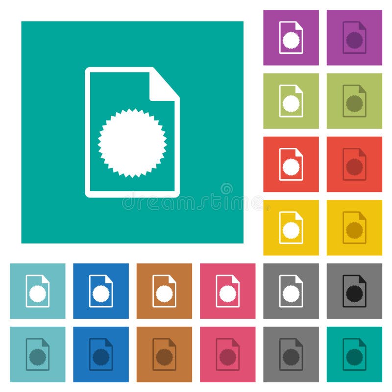 Certificate File Square Flat Multi Colored Icons Stock Vector ...