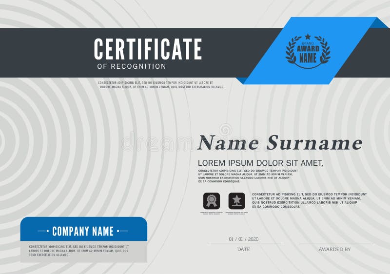 Certificate Frame Design Template Layout Template in A4 Size Stock ...