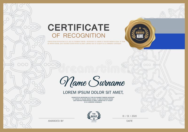 Certificate Frame Design Template Layout Template in A4 Size Stock ...