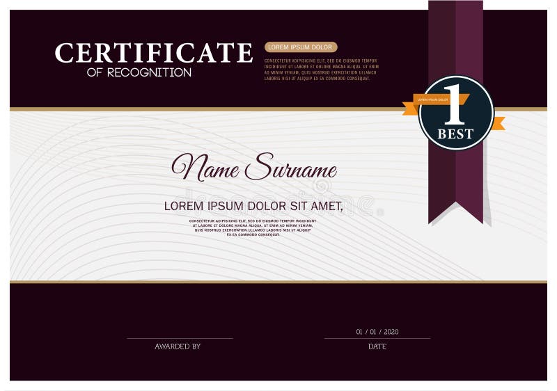 Certificate Frame Design Template Layout Template in A4 Size Stock ...