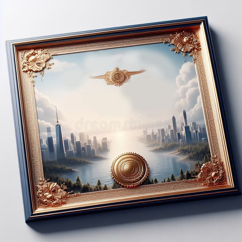 Certificate Frame with Realistic Image Stock Illustration ...