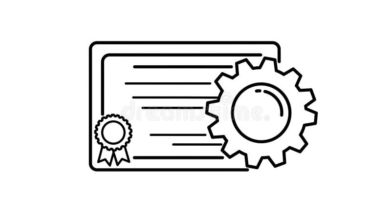 Certificate and Gear Icon Representing Skills, Knowledge, and Technical ...