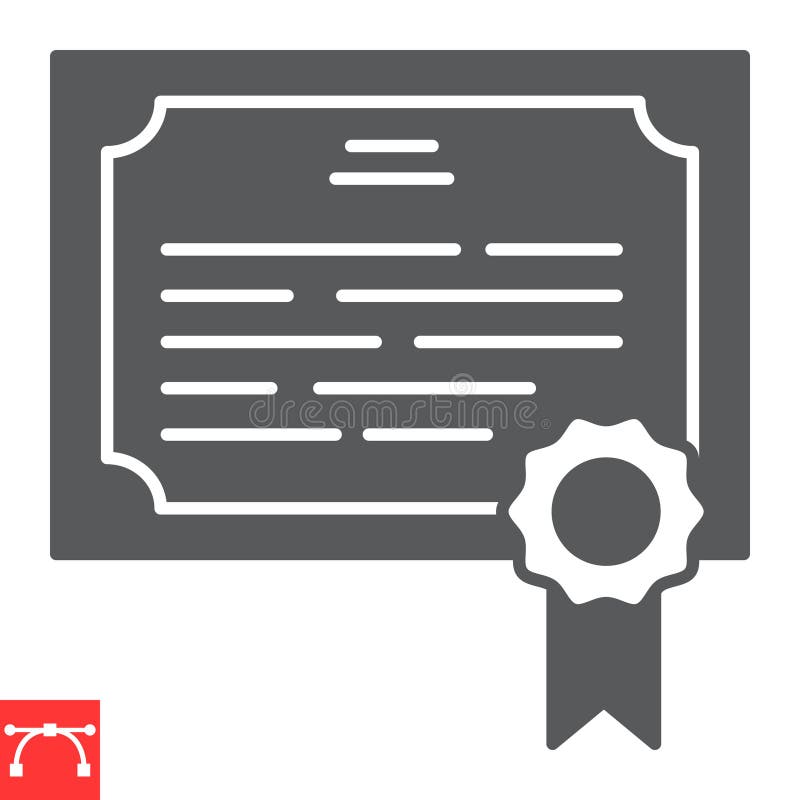 Certificate glyph icon stock vector. Illustration of sign - 314763298