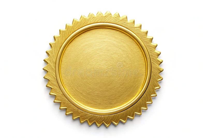 Certificate Gold Foil Seal or Medal Isolated with Clipping Path Stock ...
