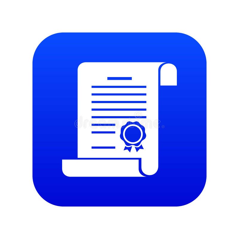 Certificate Icon Blue Vector Stock Vector - Illustration of button ...