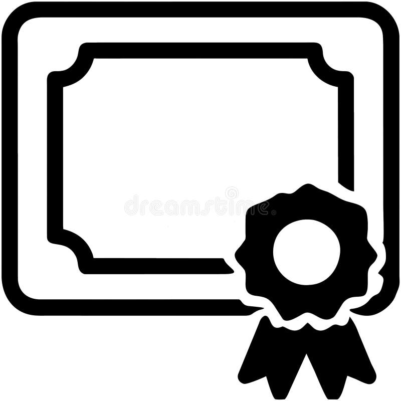 Certificate Icon with Seal Stamp and Rosette, Vector Illustration ...