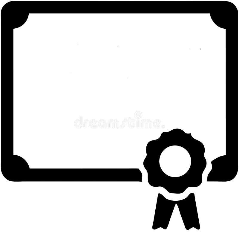 Certificate Icon with Seal Stamp and Rosette, Vector Illustration ...