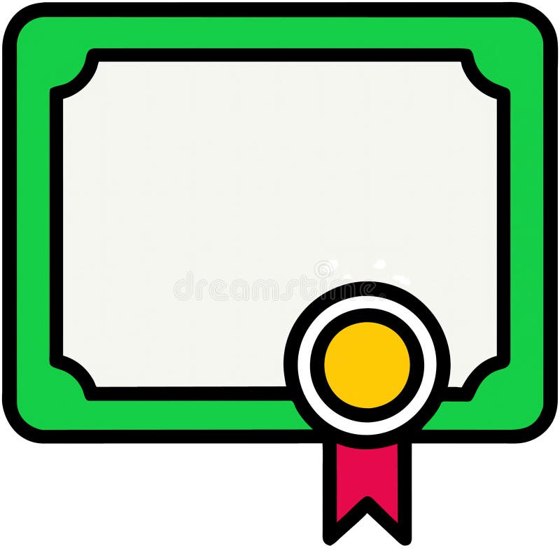 Certificate Icon with Seal Stamp and Rosette, Vector Illustration ...