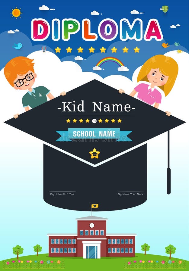 Certificate Kids Diploma Vector Illustration Stock Vector ...