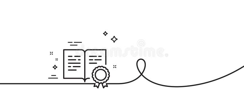 Certificate Line Icon. Certified Document Sign. Continuous Line with ...
