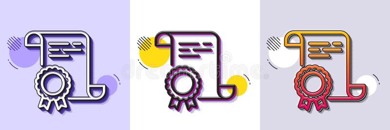 Certificate Line Icon. Certified Document Sign. Halftone Dotted Pattern ...