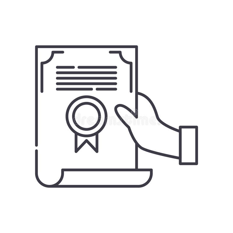 Certificate Line Icon, Outline Symbol, Vector Illustration, Concept ...