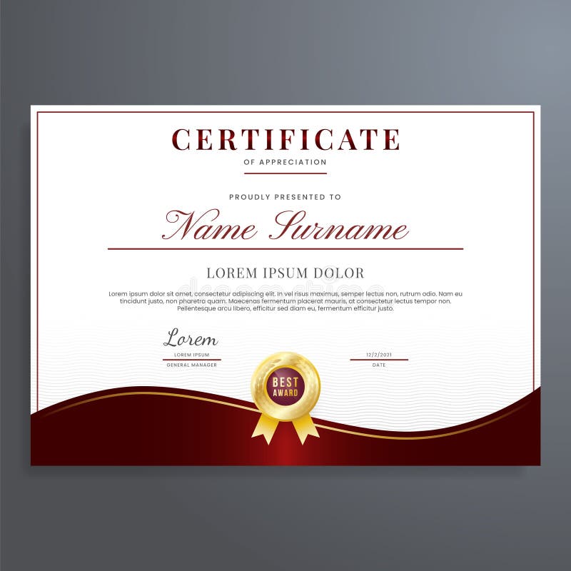 Luxury Certificate of Appreciation Template with Red and Gold Color ...
