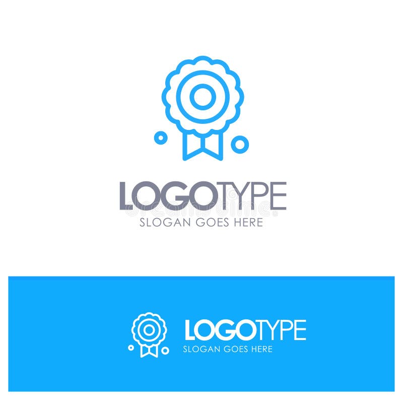 Certificate, Medal, Quality Blue OutLine Logo with Place for Tagline ...