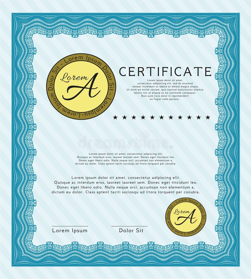 Blue Certificate Template stock vector. Illustration of award - 28552543