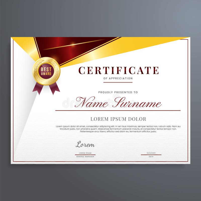Luxury Certificate of Appreciation Template with Red and Gold Color ...