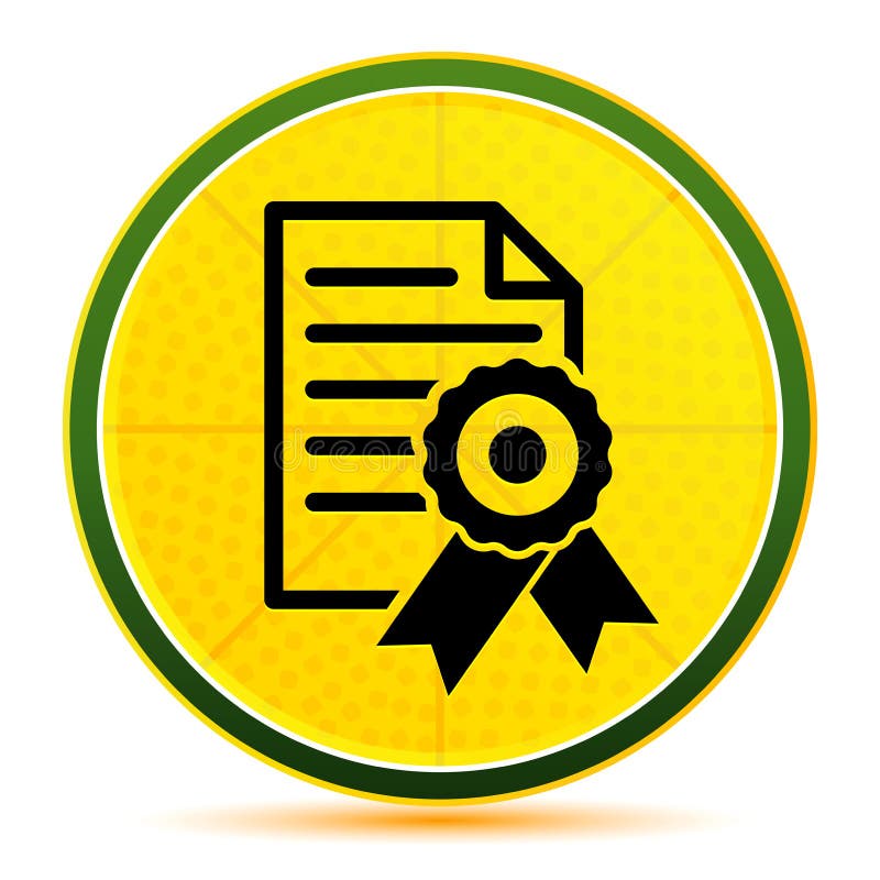 Certificate Paper Icon Lemon Lime Yellow Round Button Illustration ...