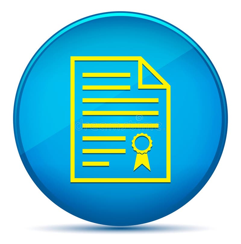 Certificate Paper Icon Modern Flat Cyan Blue Round Button Stock ...