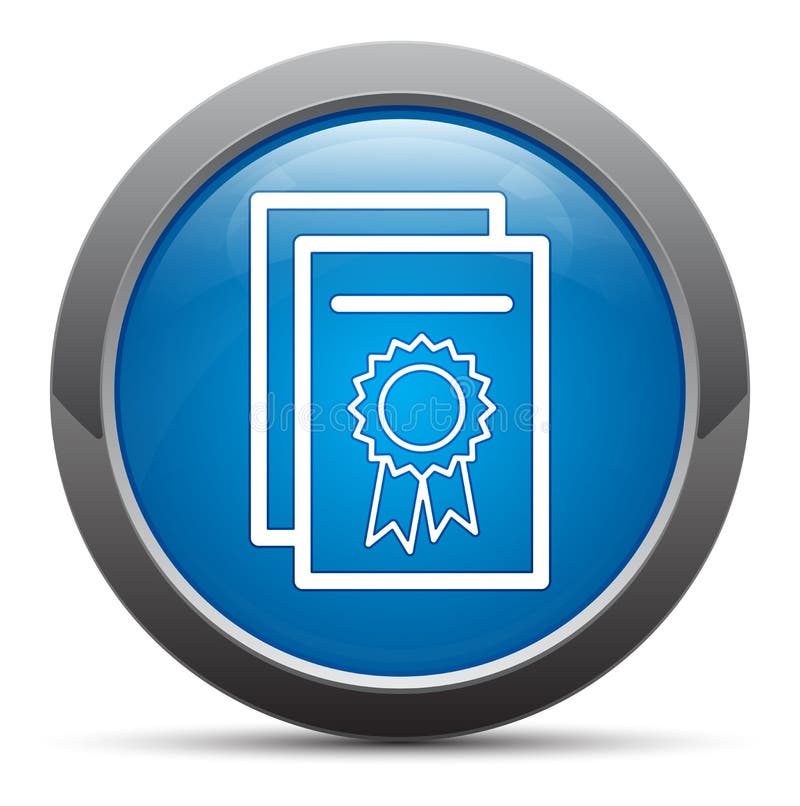 Certificate Paper Icon Premium Blue Round Button Vector Illustration ...
