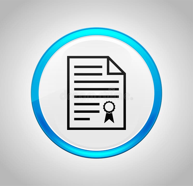 Certificate Paper Icon Round Blue Push Button Stock Illustration ...