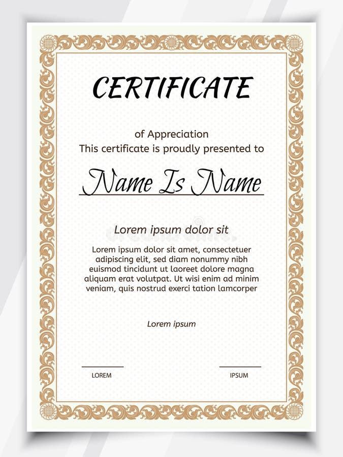 Certificate Potrait blue stock vector. Illustration of coupon - 131709509