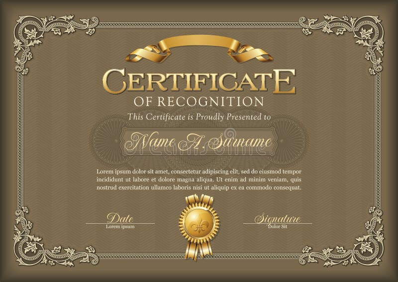 Certificate OF RECOGNITION Frame Design Template Layout Template In A4 ...