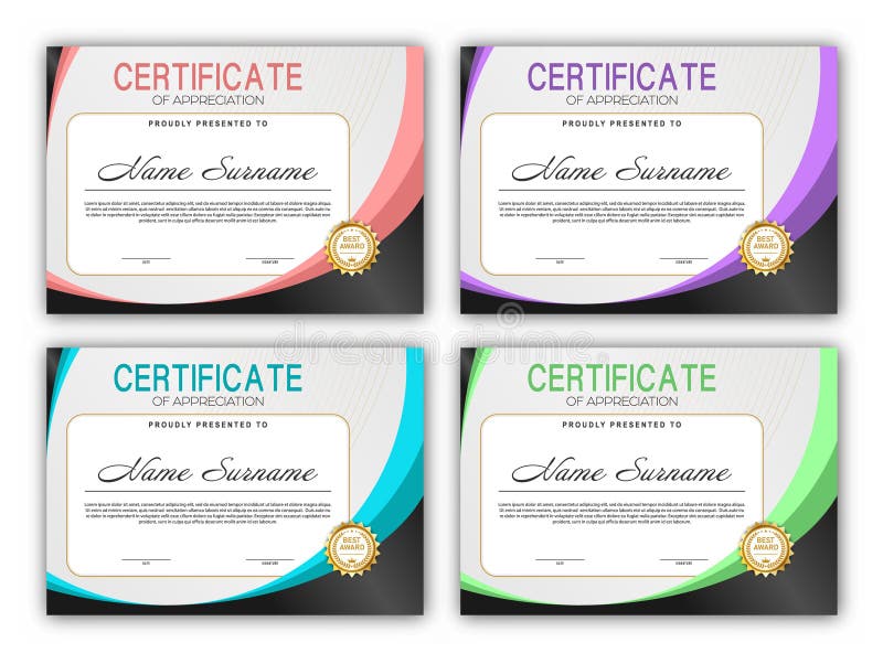 Certificate. a Set of Mock-ups of the Certificate of Recognition of Education, Training ...
