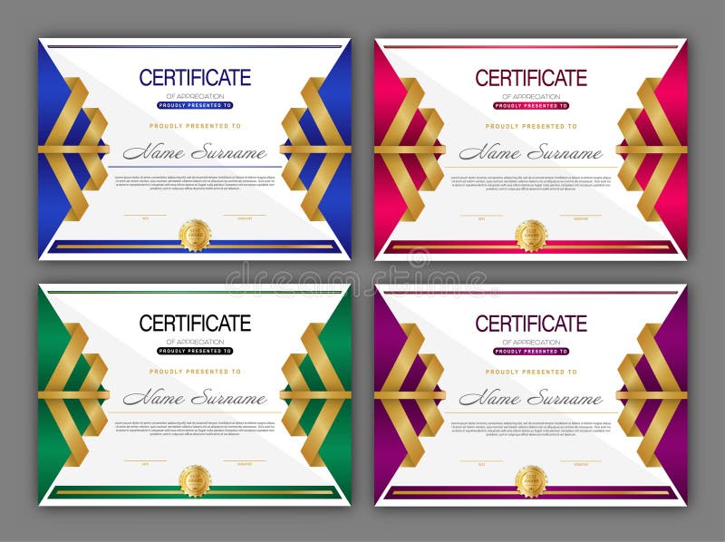 Certificate. a Set of Mock-ups of the Certificate of Recognition of Education, Training ...