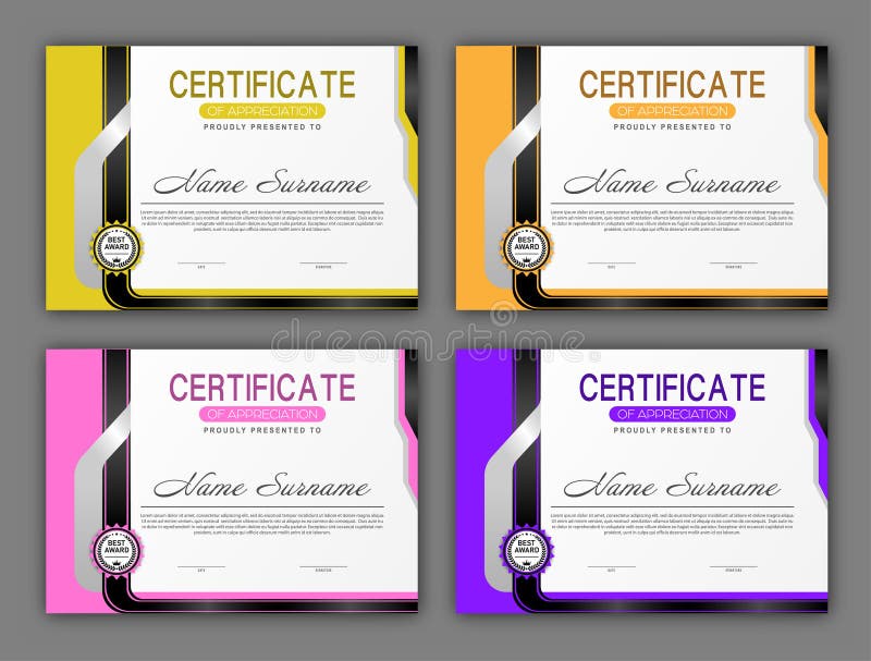 Certificate. a Set of Mock-ups of the Certificate of Recognition of ...